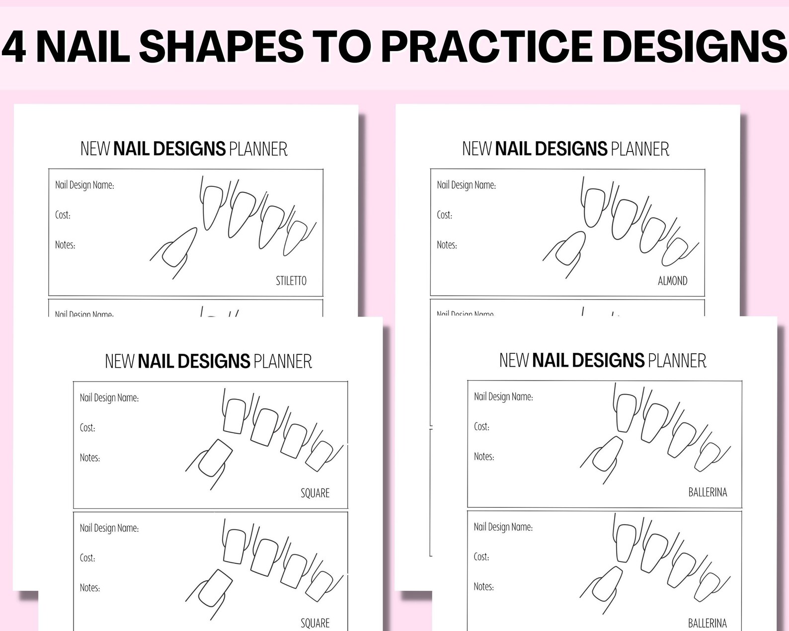 New Nail Designs Sketch Planner Sheet Printable Nail Tech - Etsy