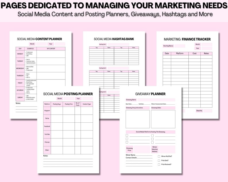Marketing Planner Bundle Small Business Social Media - Etsy Marketing Planner Bundle Small Business Social Media - Etsy