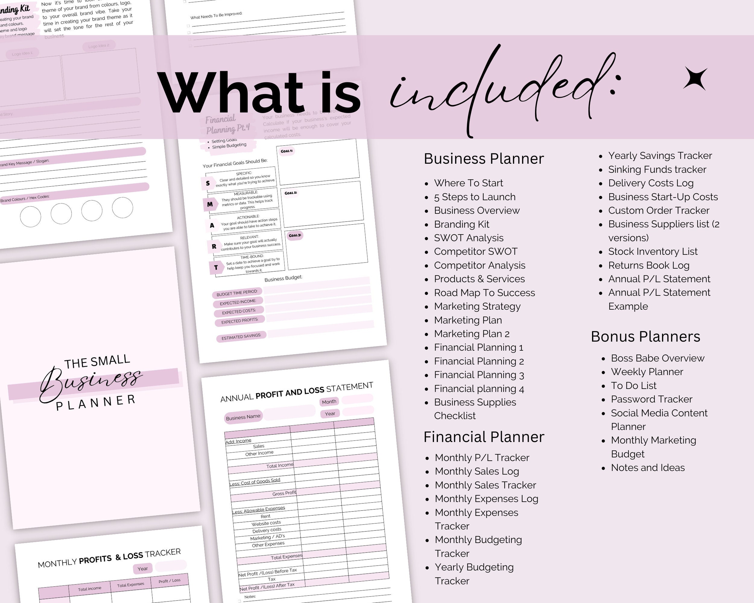 Business Plan Printable Business Planner Budget Finance Planner ...