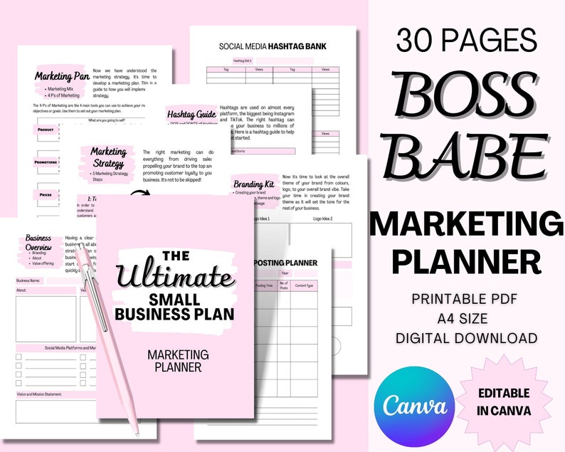 Marketing Planner Bundle Small Business Social Media - Etsy Marketing Planner Bundle Small Business Social Media - Etsy