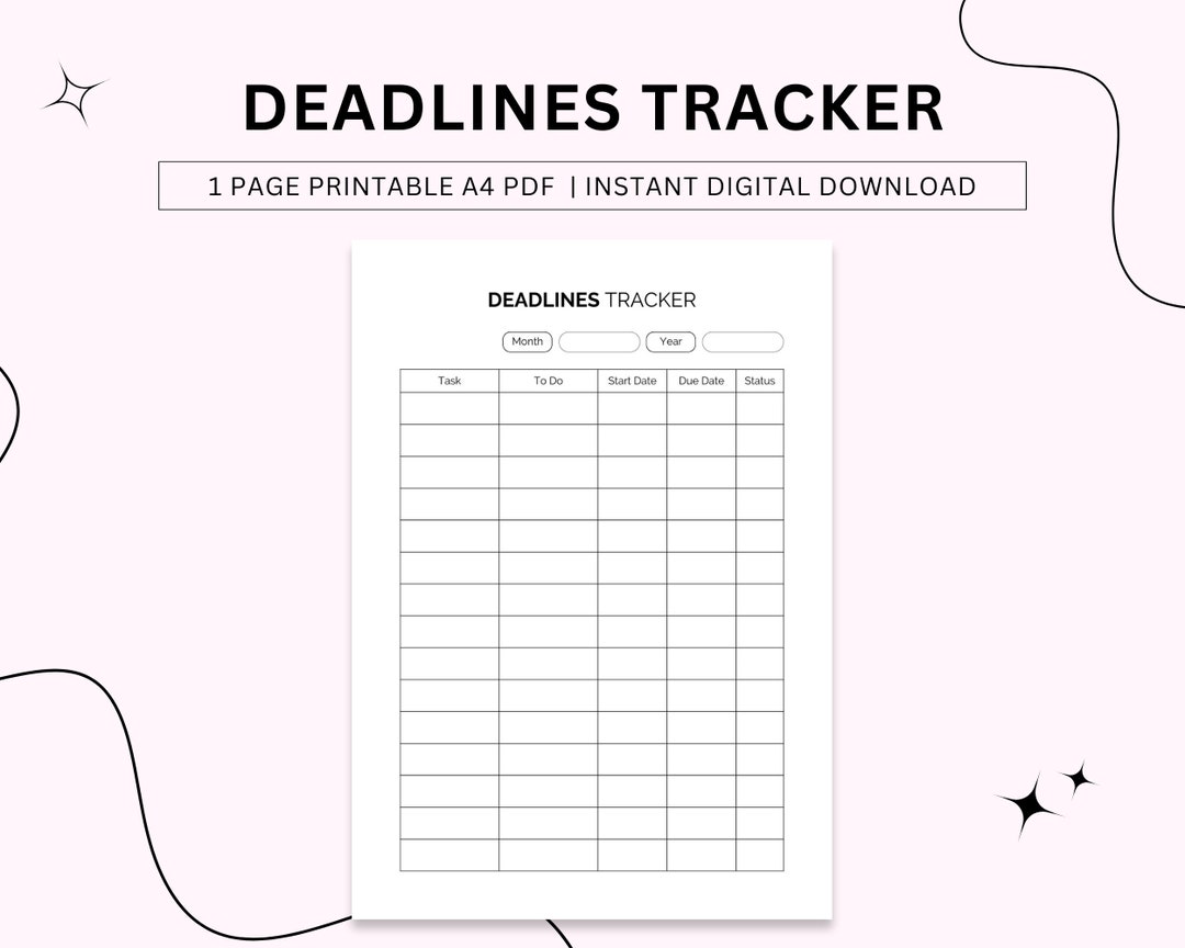 Deadlines Tracker | Detailed to Do List | Schedule Planner ...