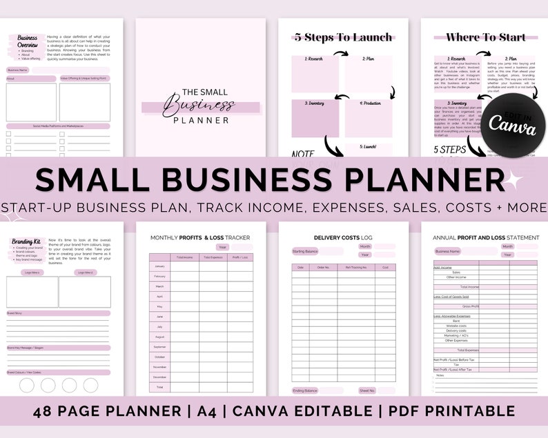 Business Plan Printable Business Planner Budget Finance Planner ...