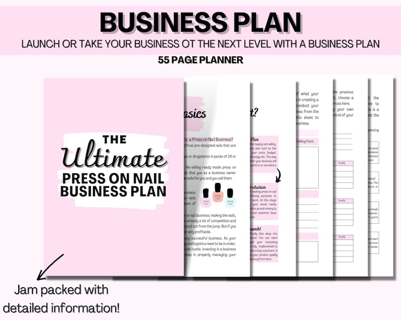 Press on Nail Business Plan Bundle Pink Nails Business Launch Plan ...