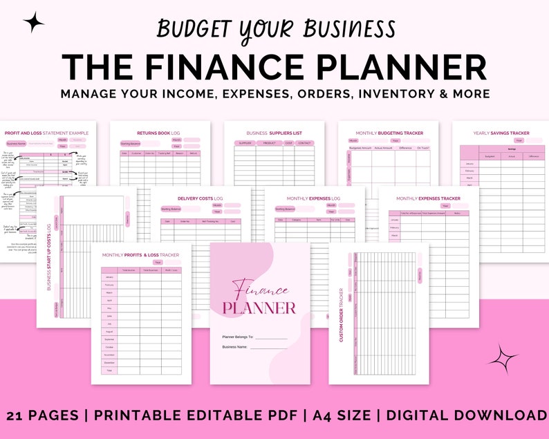 Budget Printable Planner Editable Canva Template Small Business Planner ...