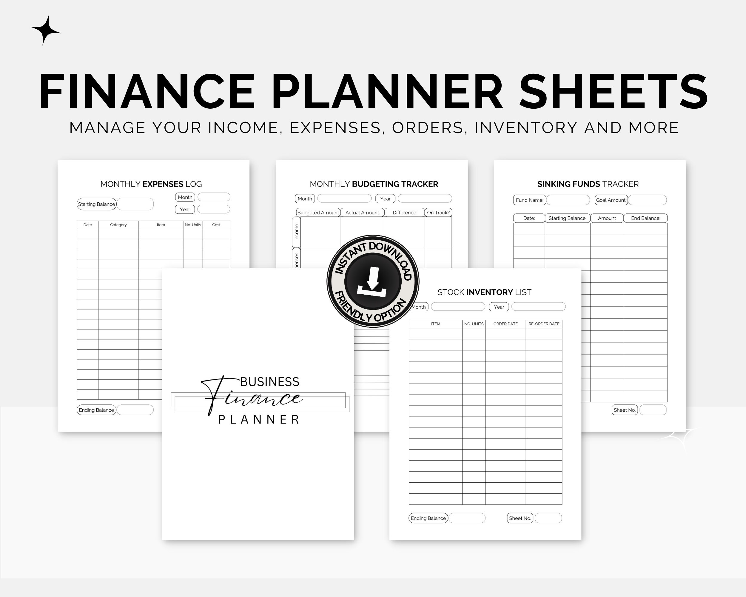 Business Planner Printable Sales Tracker Income Expense Tracker Budget ...