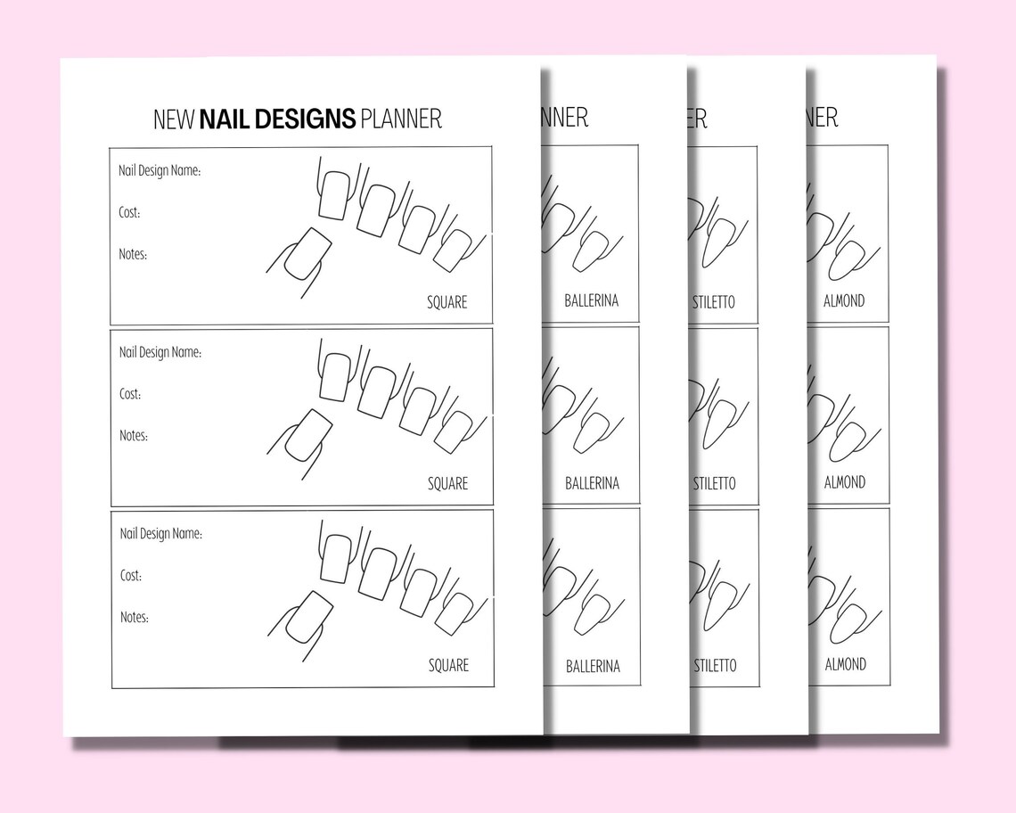 New Nail Designs Sketch Planner Sheet Printable Nail Tech - Etsy