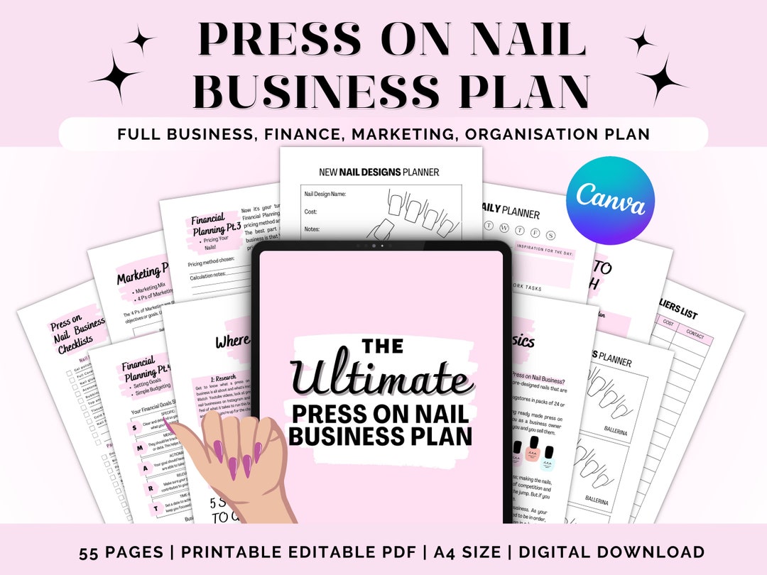 Press on Nail Business Plan Bundle Pink Nails Business Launch Plan ...