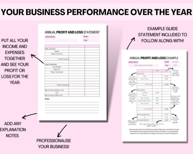 Small Business Income Statement With Example | Printable Profit and ...