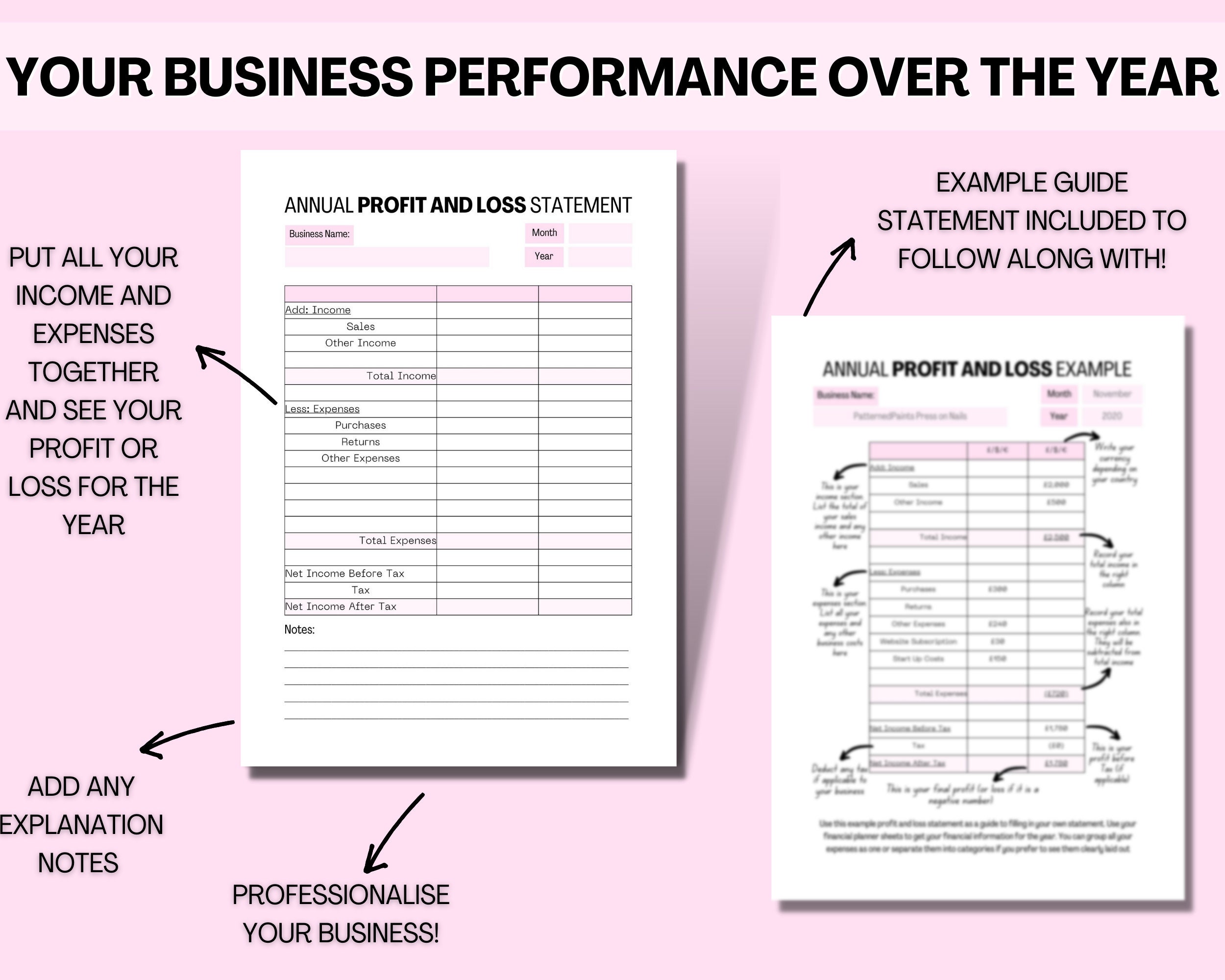 Small Business Income Statement With Example | Printable Profit and ...