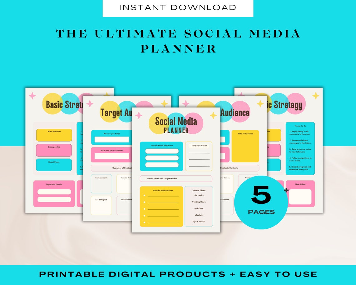 Social Media Planner, Social Media Strategy Planner, Content Schedule ...