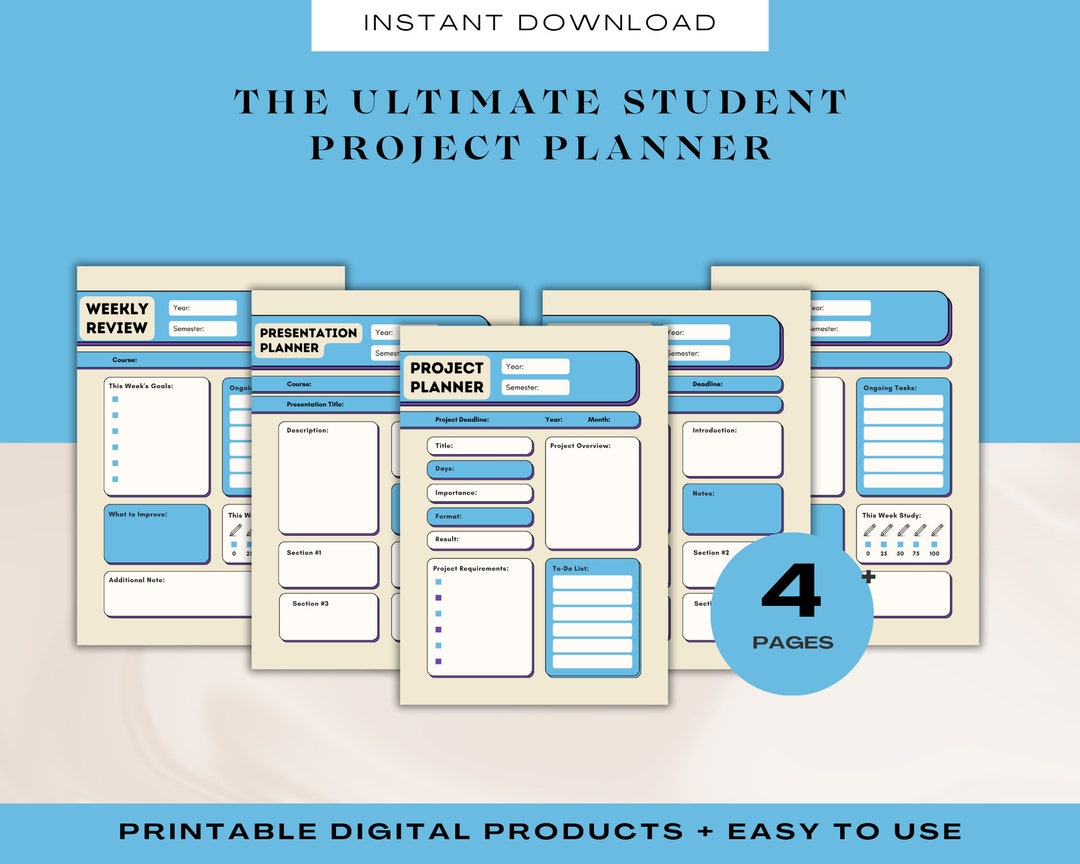 Student Project Planner, Project Planner, Presentation Planner, Weekly ...
