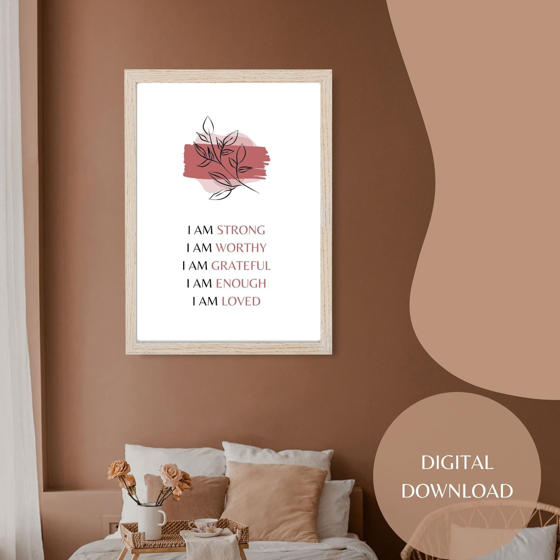 Positive Affirmations Printable Wall Art , I Am Enough , I Am Loved ...