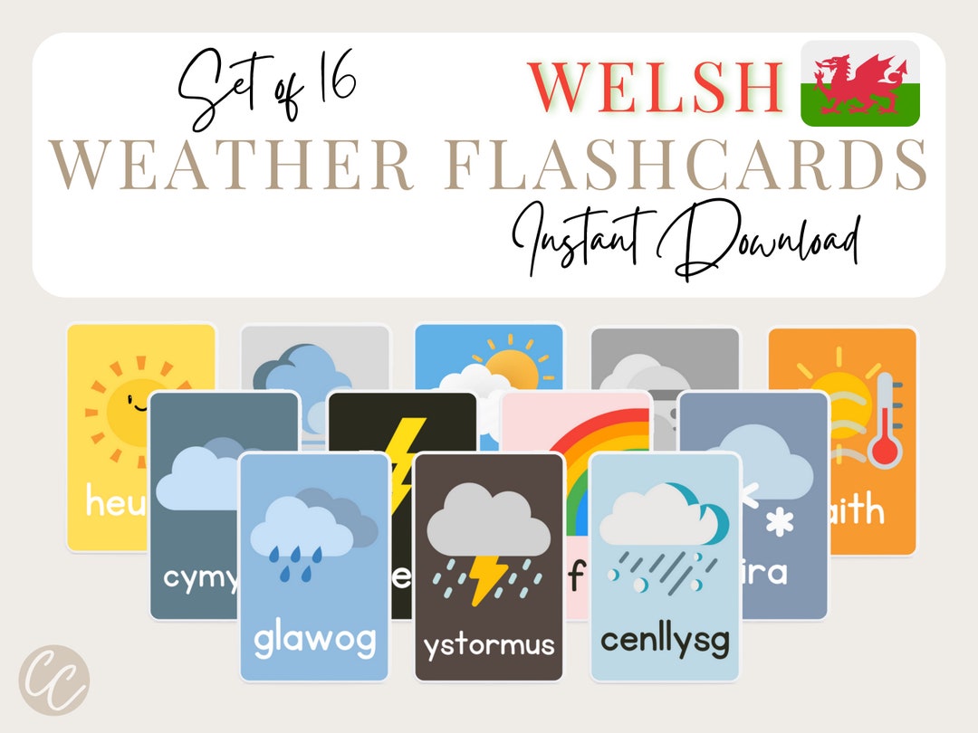 16 WELSH Weather Flashcards | Digital Download Educational Printable ...