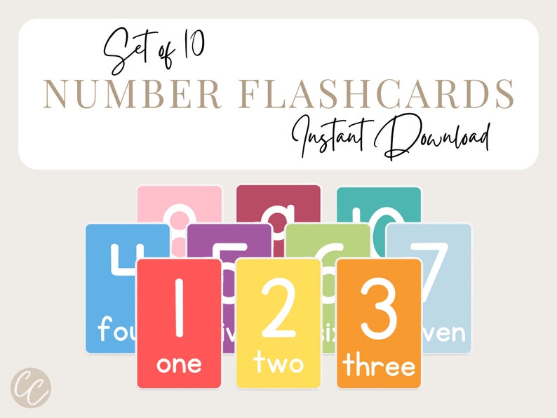 1-10 Number Flashcards | Digital Download Educational Printable ...