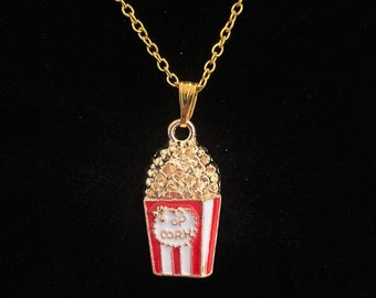 Silver Popcorn Necklace - Antique Pewter Popcorn Charm on a Delicate ...