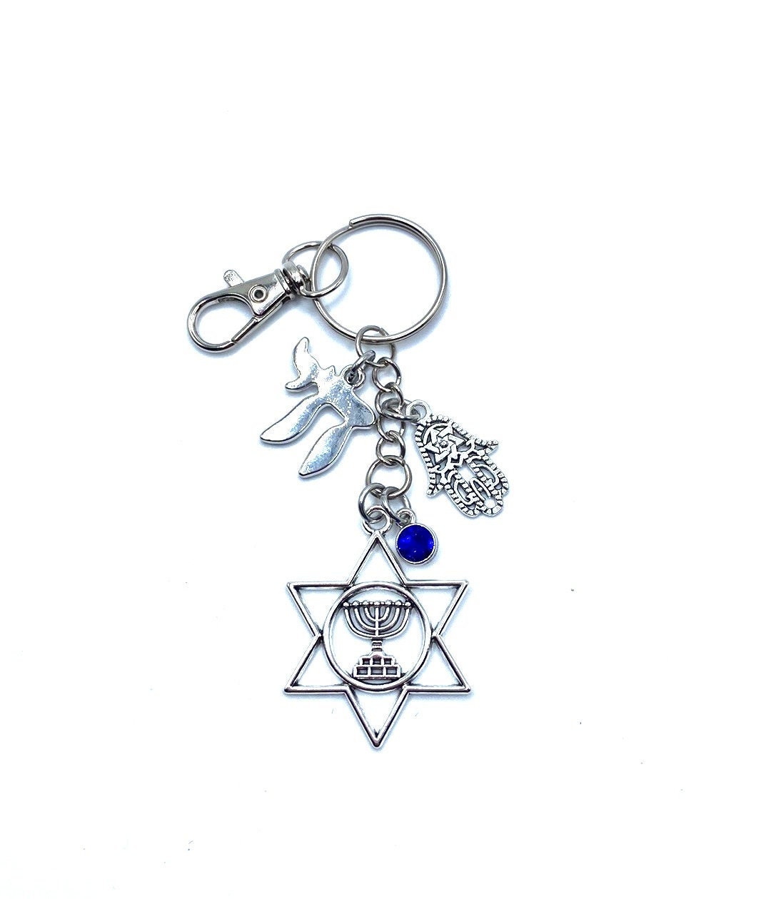 Jewish Keychain Bag Charm Chai Life Star of David Hamsa Hand Menorah - Etsy