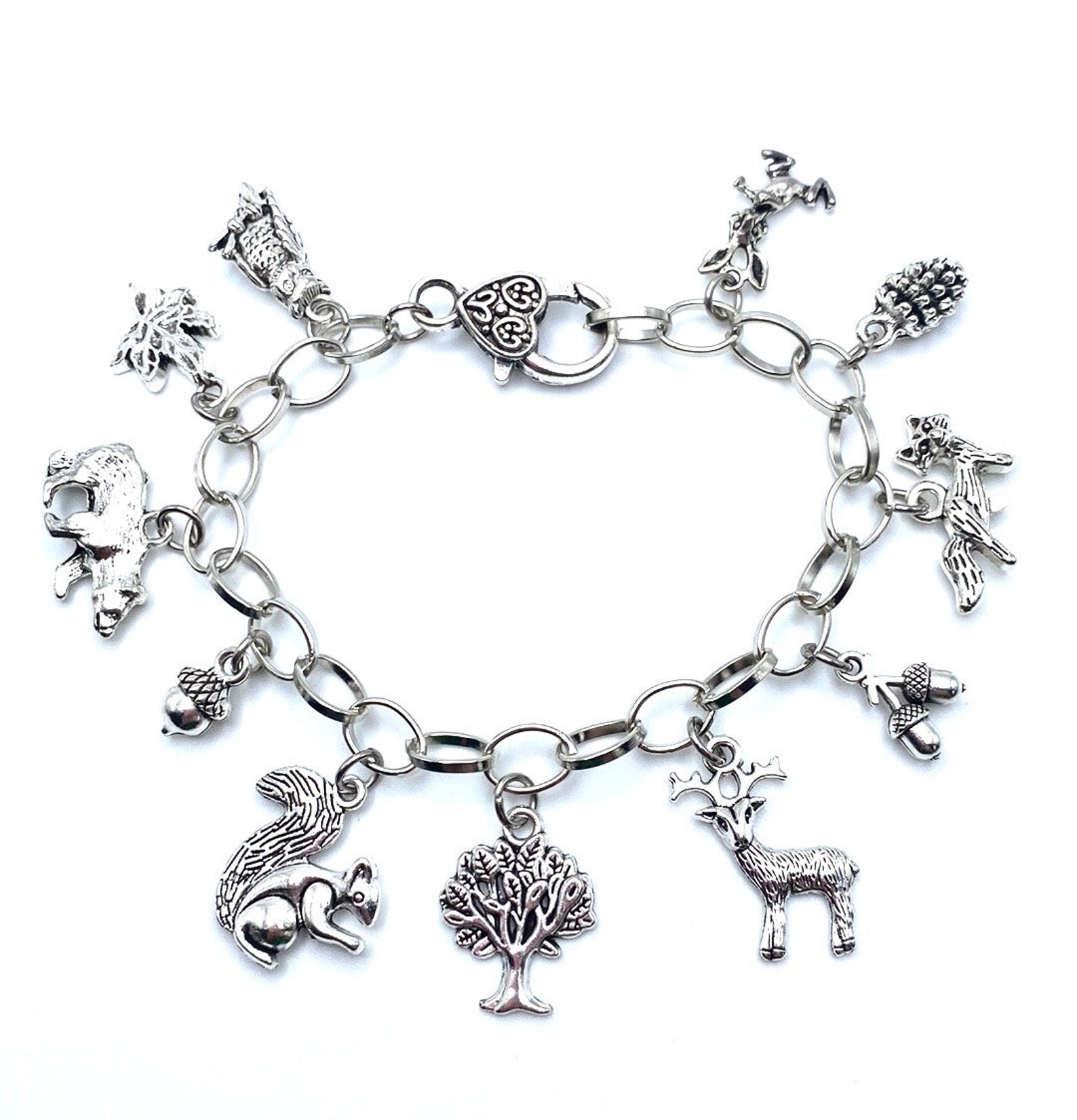 Woodland Theme Wildlife Animals Charm Bracelet Nature - Etsy