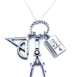 Math Teacher Charm Necklace Mathematics - Etsy