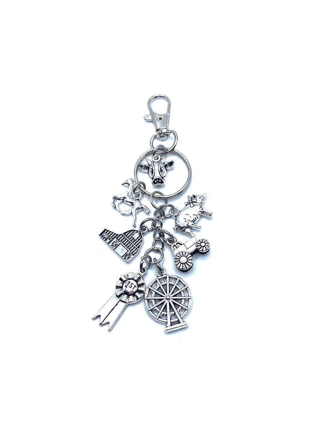 State Fair Keychain Bag Charm Farm Animals Ribbon Ferris Wheel Charms ...