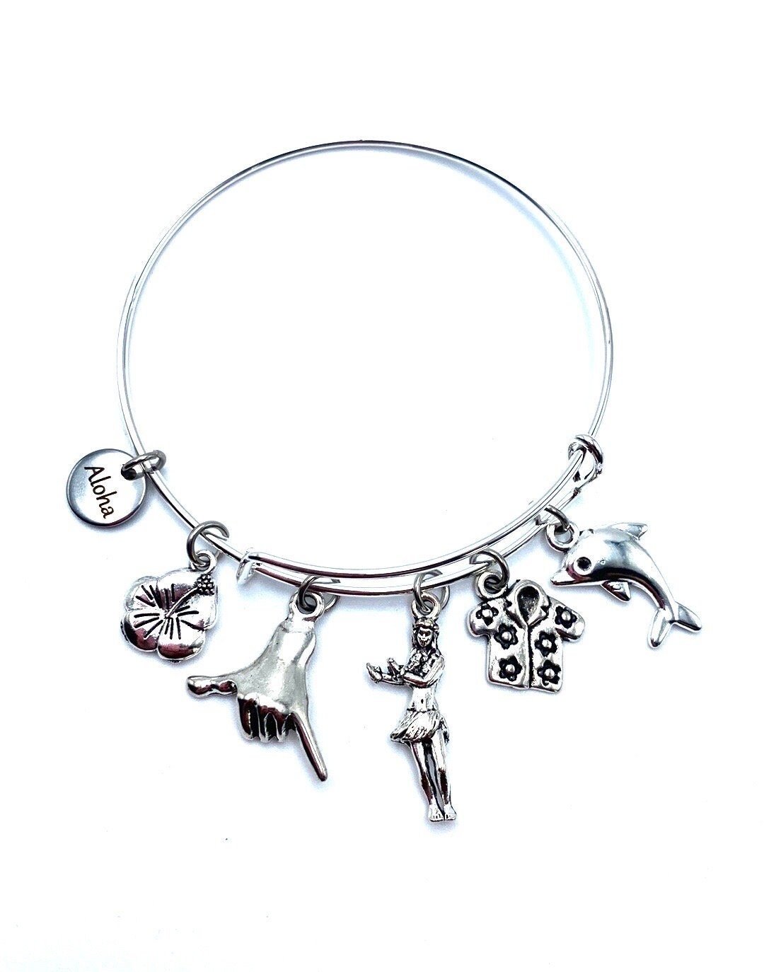 Hawaiian Theme Bracelet Luau Hula Girl Shaka Aloha Charms May Be ...