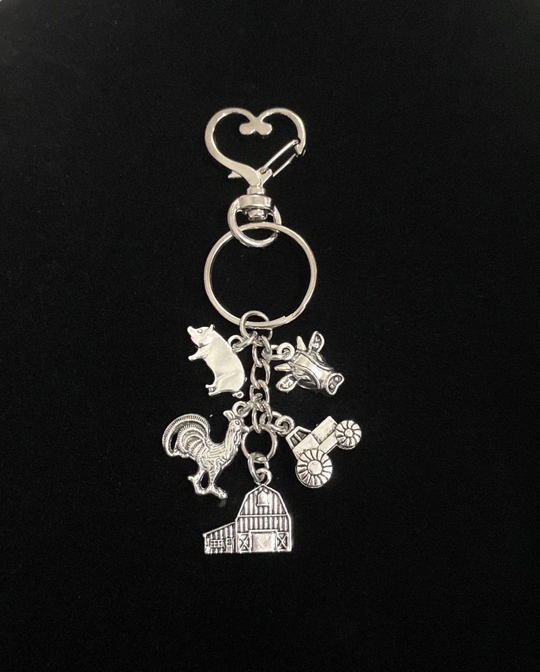 Farm Keychain Bag Charm Barn Animals Tractor Farmer Charms - Etsy