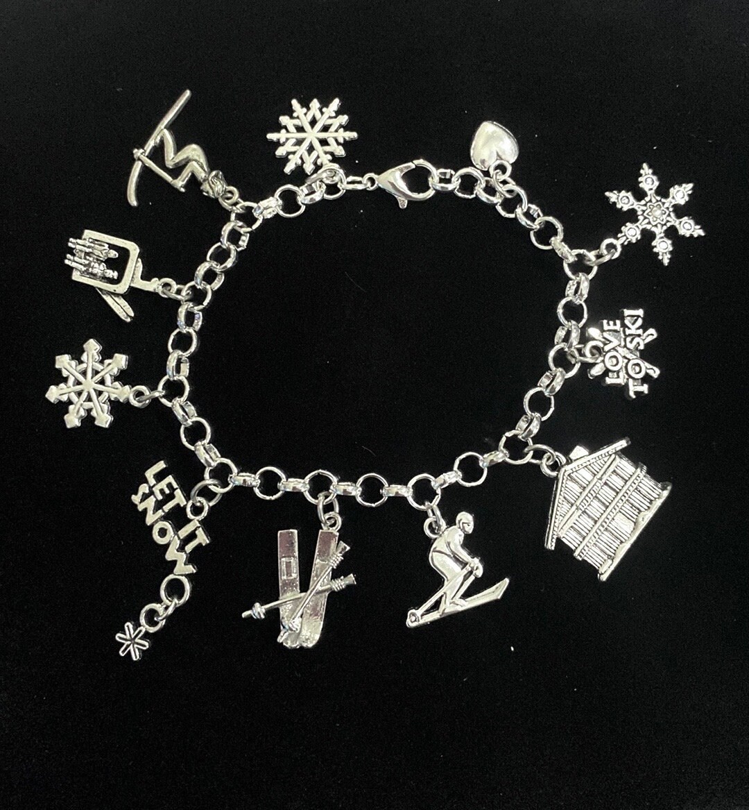 Skiing Charm Bracelet Skier Charms - Etsy