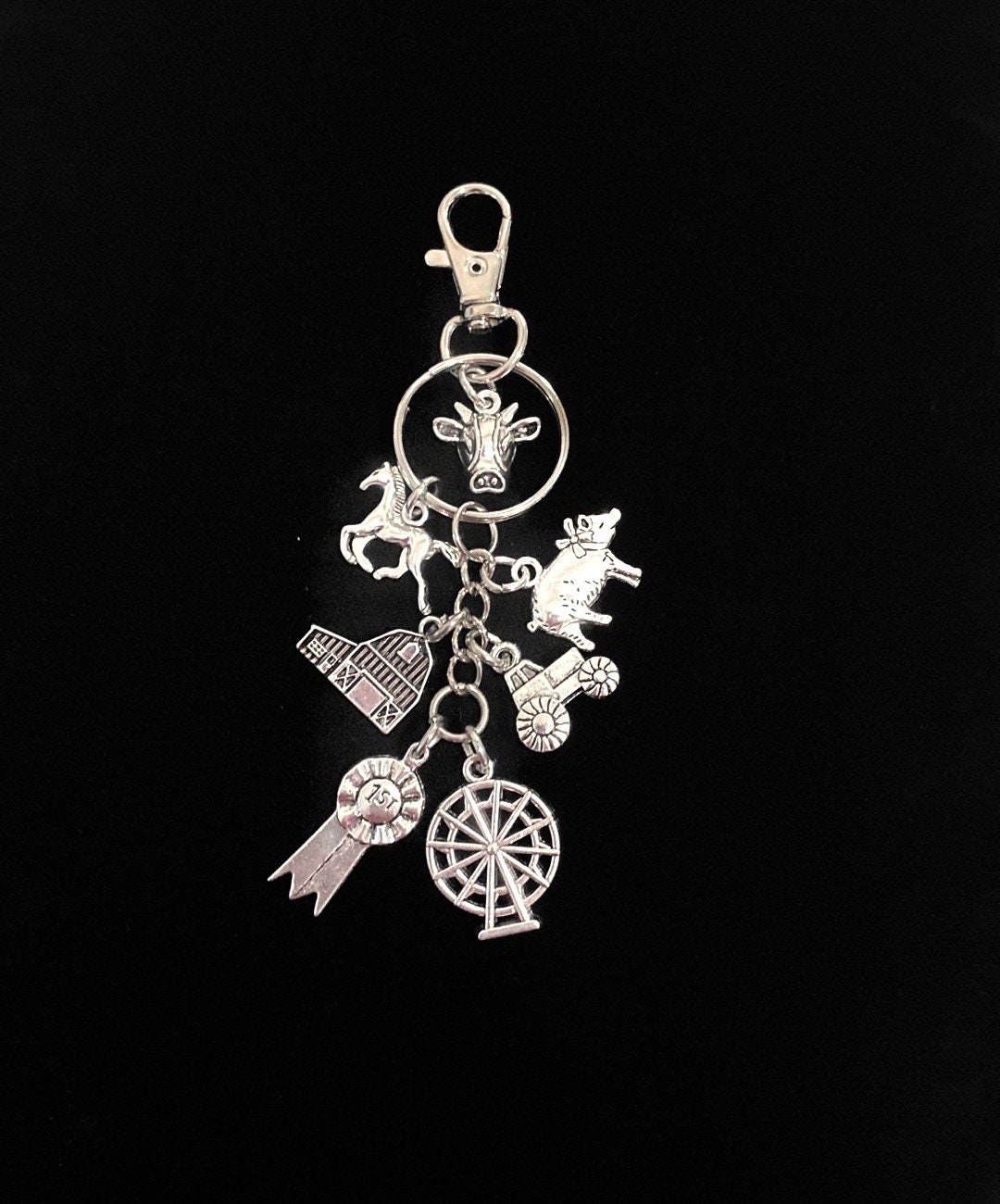 State Fair Keychain Bag Charm Farm Animals Ribbon Ferris Wheel Charms ...