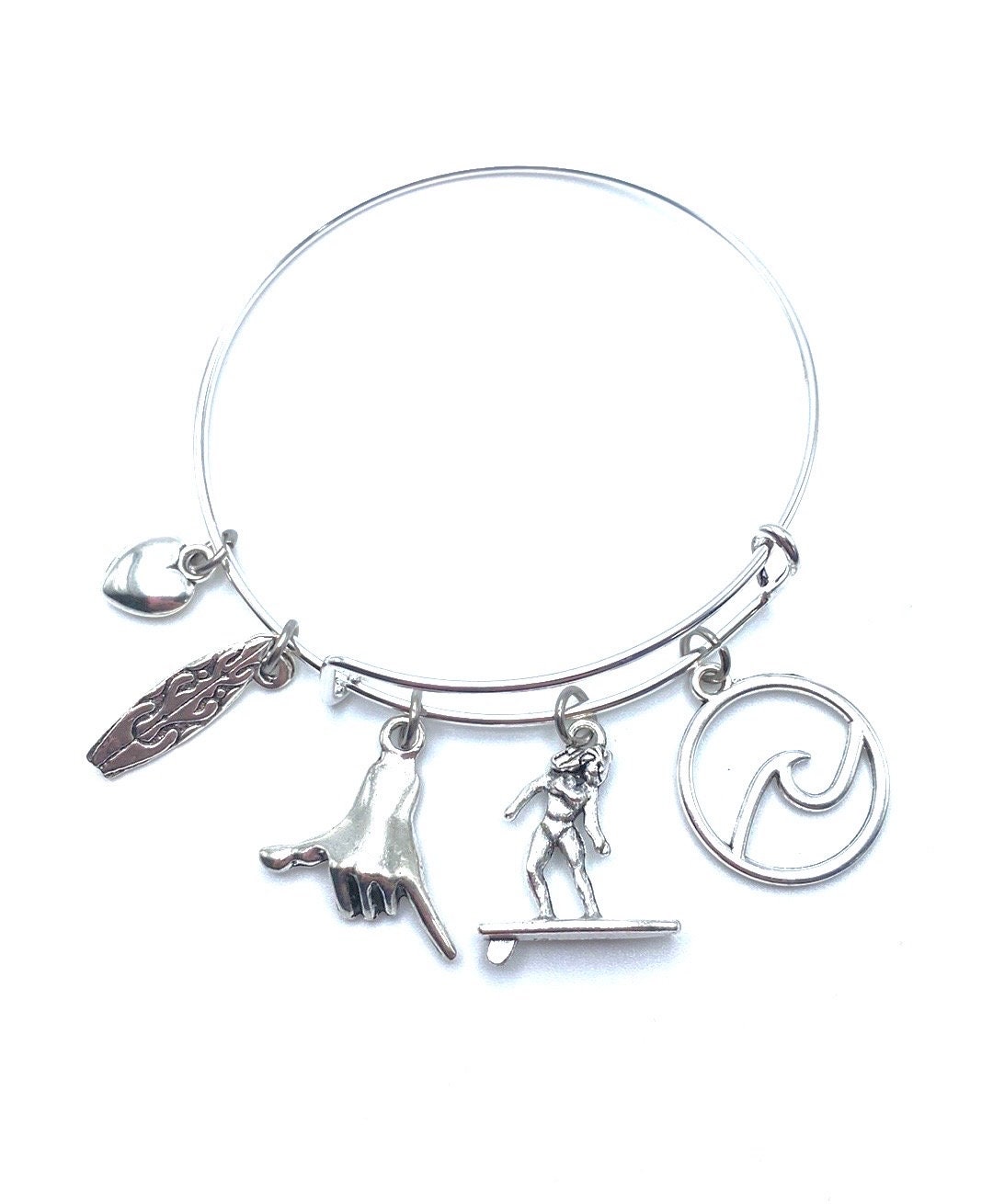 Surfer Bracelet Surf Board Shaka Charms May Be Personalized - Etsy