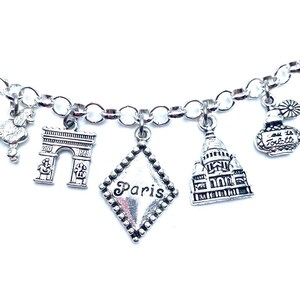 Paris France Charm Bracelet French Themed Charms - Etsy