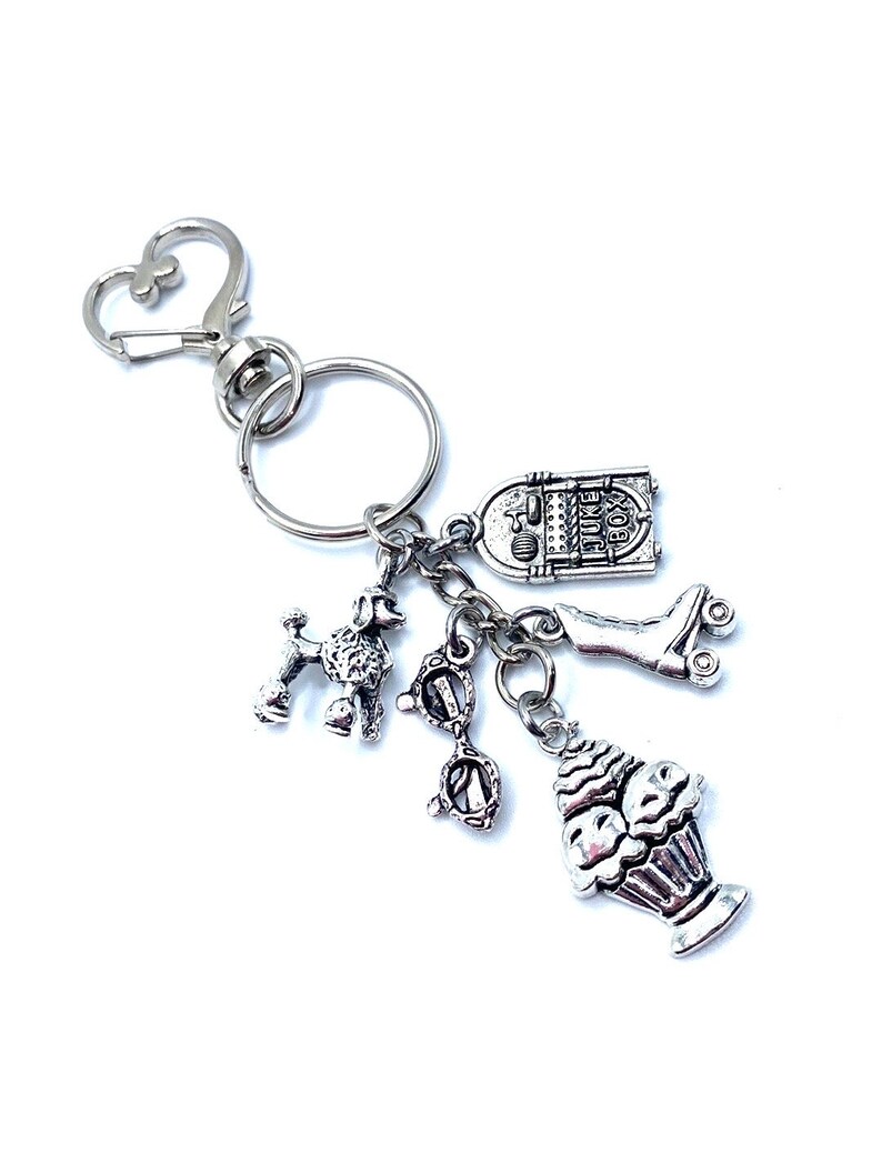 50s Theme Keychain Bag Charm Poodle Ice Cream Parlor Jukebox - Etsy