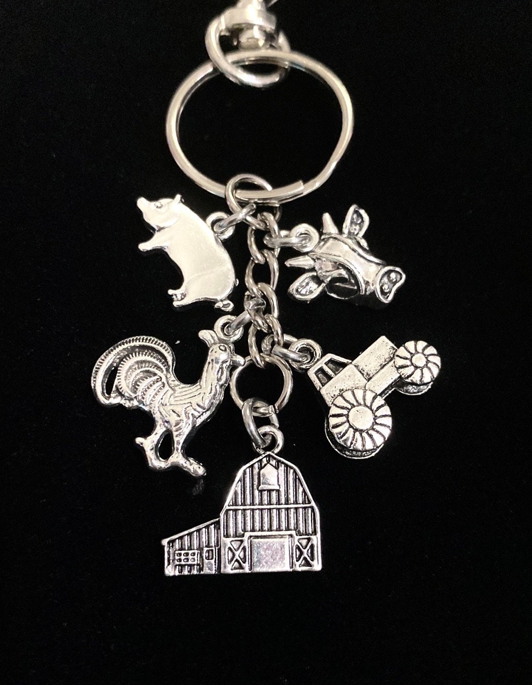 Farm Keychain Bag Charm Barn Animals Tractor Farmer Charms - Etsy