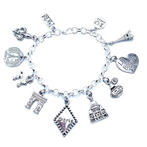 Paris France Charm Bracelet French Themed Charms - Etsy