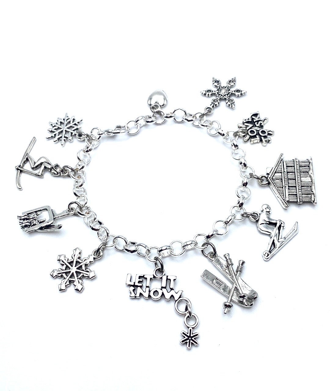 Skiing Charm Bracelet Skier Charms - Etsy