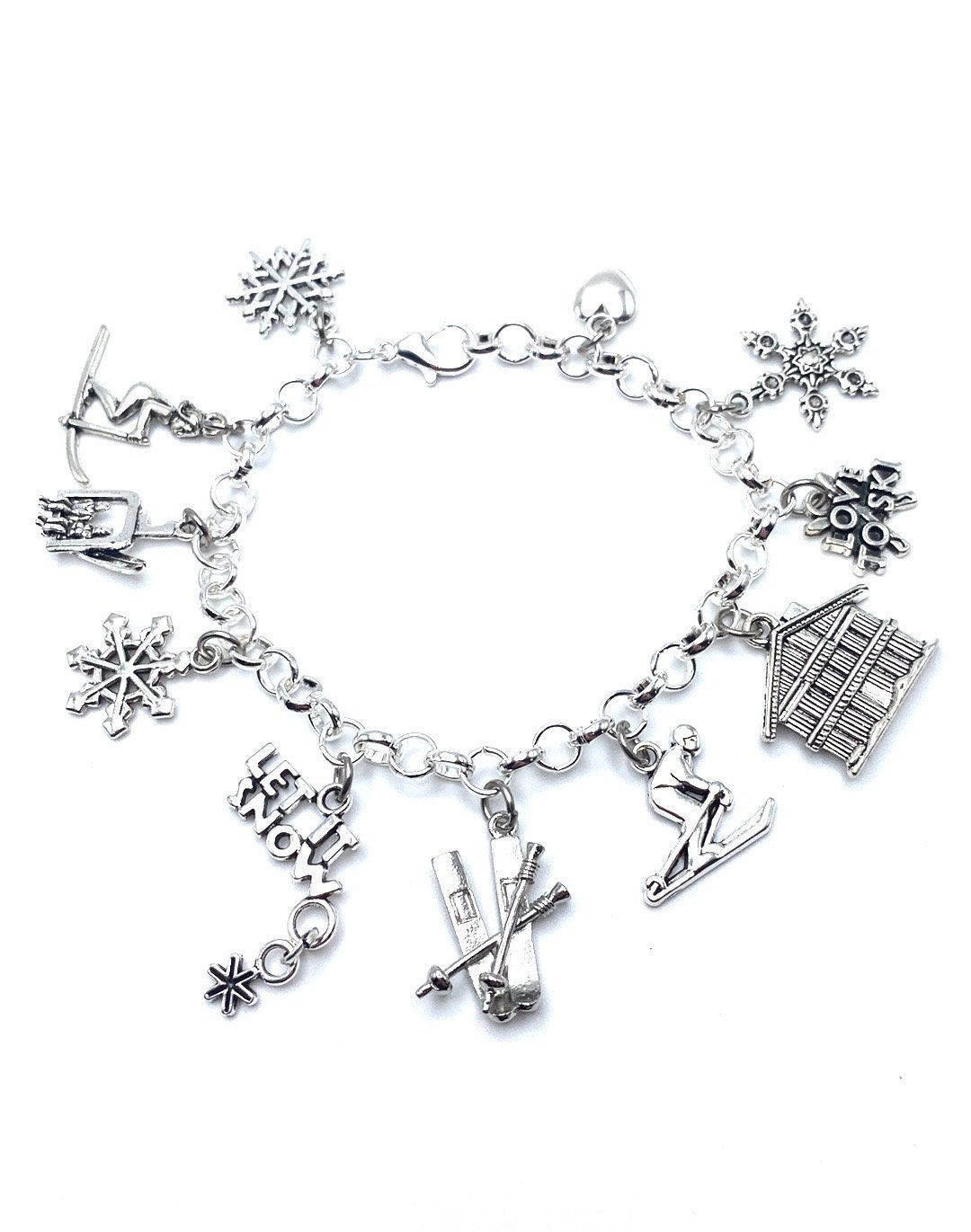 Skiing Charm Bracelet Skier Charms - Etsy