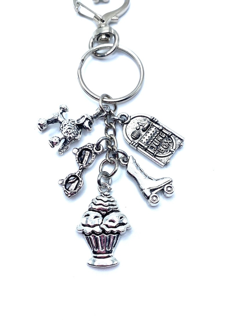 50s Theme Keychain Bag Charm Poodle Ice Cream Parlor Jukebox - Etsy