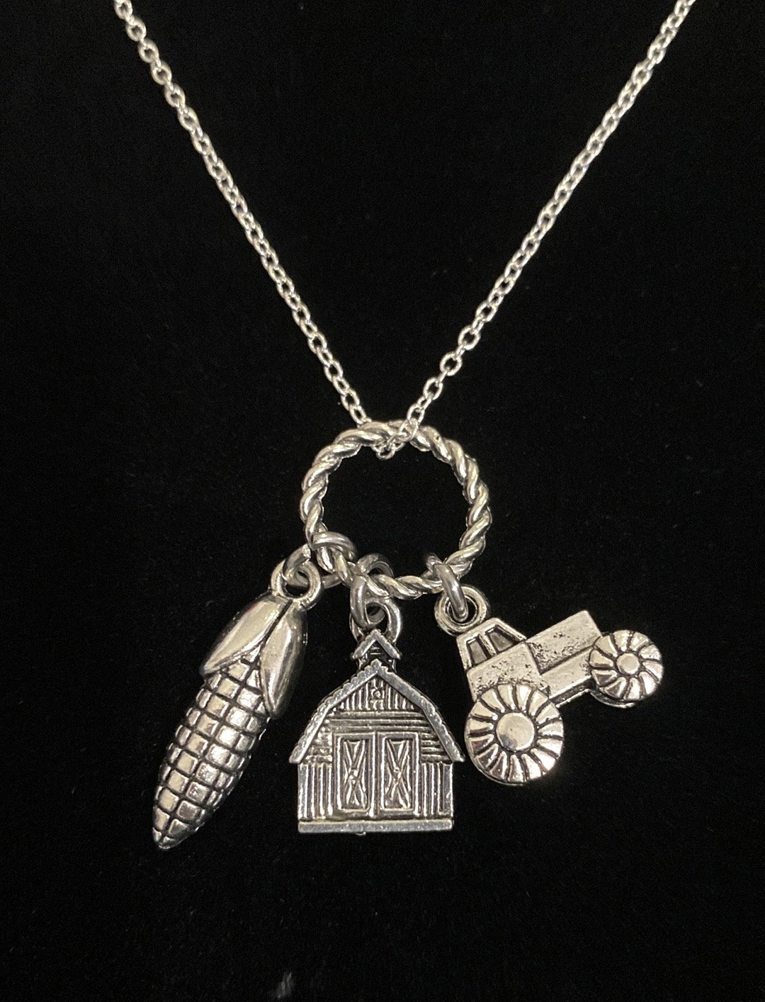 Farm Necklace Tractor Barn Corn Farming Charms - Etsy