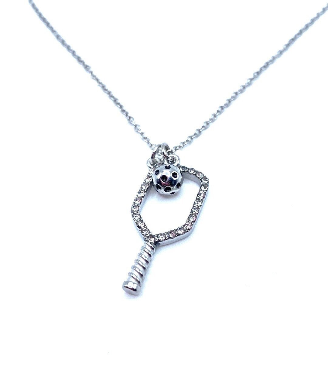 Pickleball Necklace Silver Tone Rhinestones - Etsy