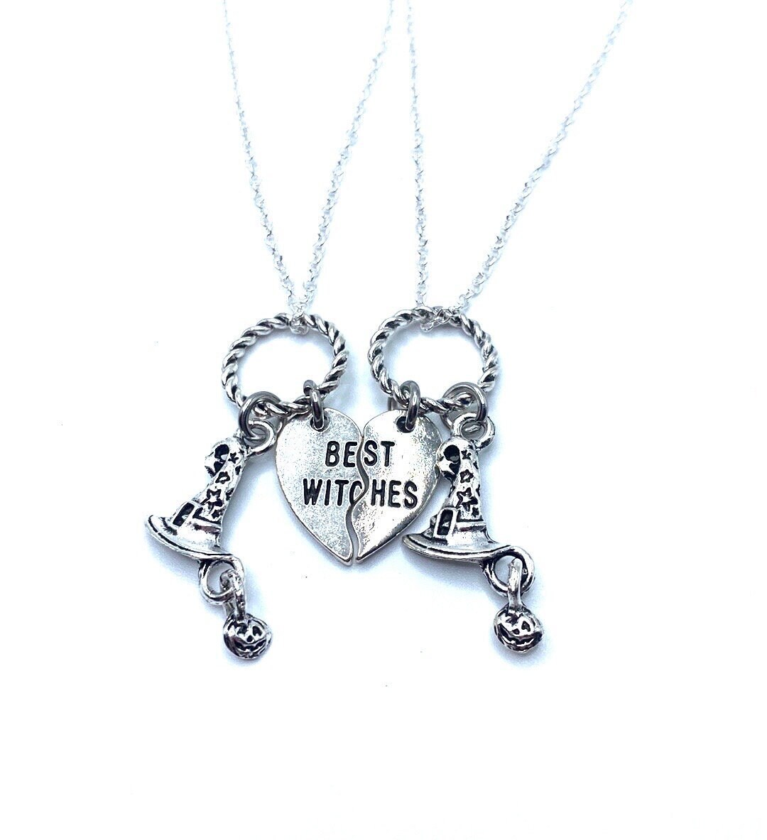 Witches Necklace Set - Silver Tone Witch Hat Charms - Etsy