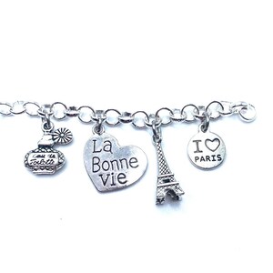 Paris France Charm Bracelet French Themed Charms - Etsy