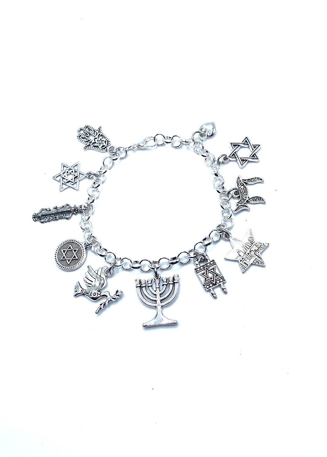 Jewish Charm Bracelet Hanukkah Hebrew Jerusalem Israel - Etsy