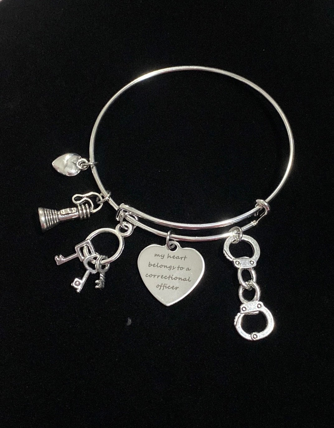 My Heart Belongs to A Correctional Officer Charm Bracelet - Etsy