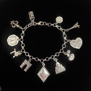 Paris France Charm Bracelet French Themed Charms - Etsy