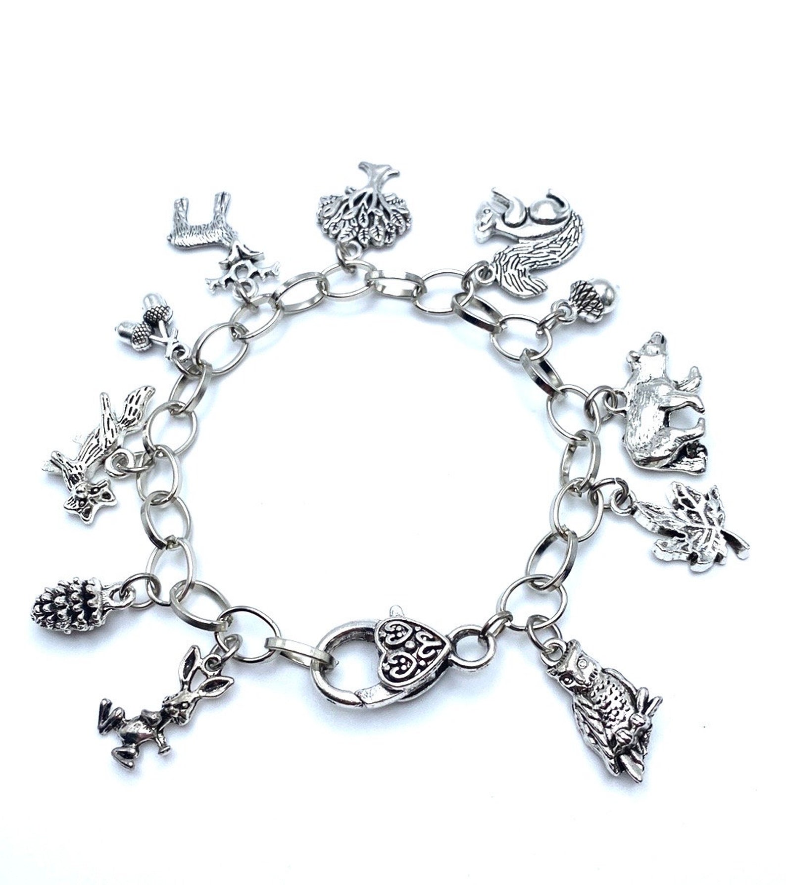 Woodland Theme Wildlife Animals Charm Bracelet Nature - Etsy