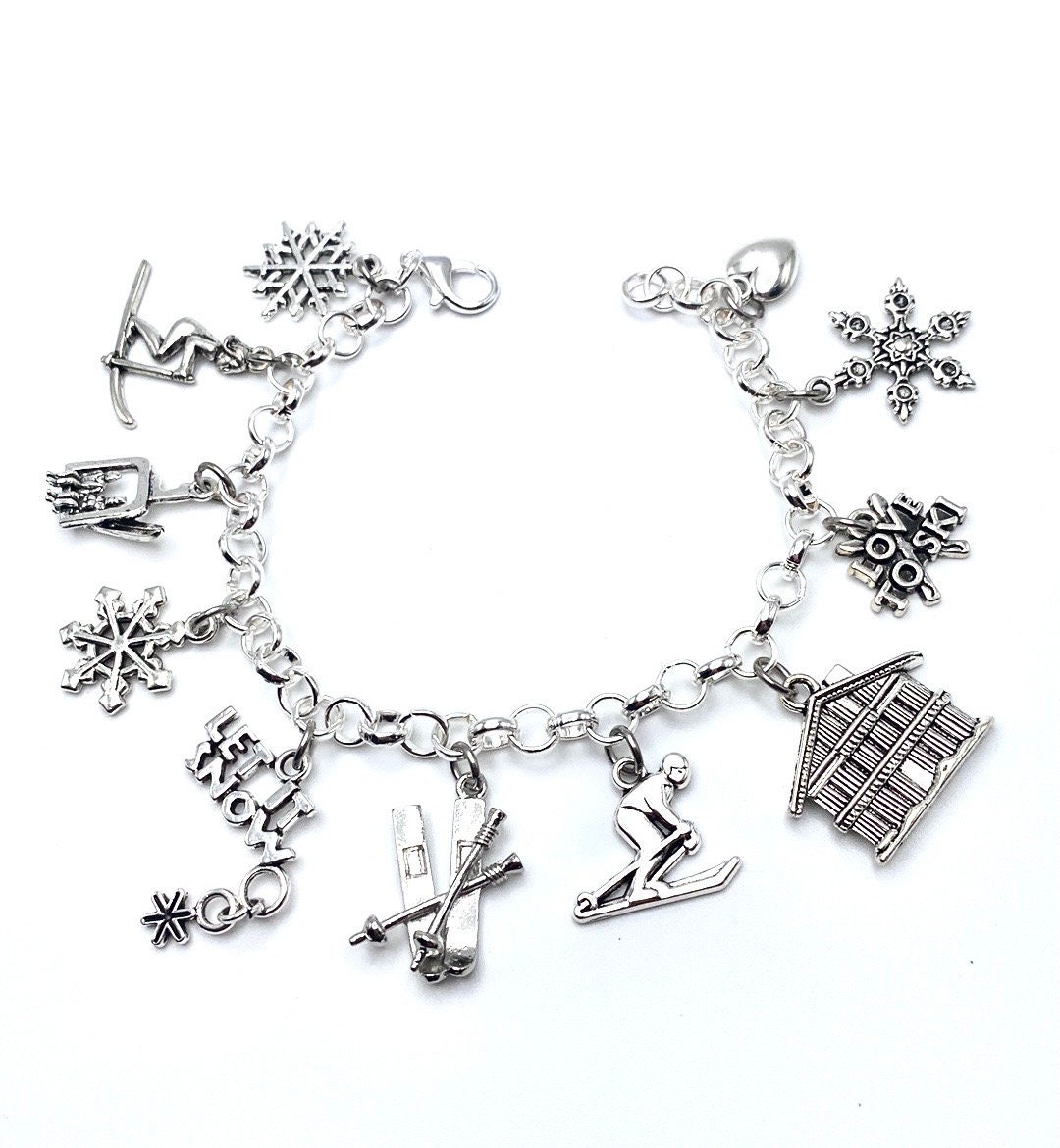 Skiing Charm Bracelet Skier Charms - Etsy