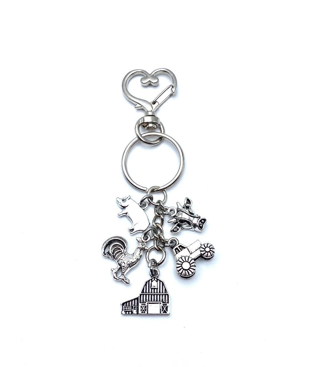 Farm Keychain Bag Charm Barn Animals Tractor Farmer Charms - Etsy
