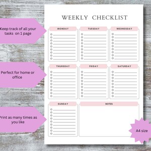 Minimalist Weekly To-do List Printable, Digital Task Tracker, Weekly ...