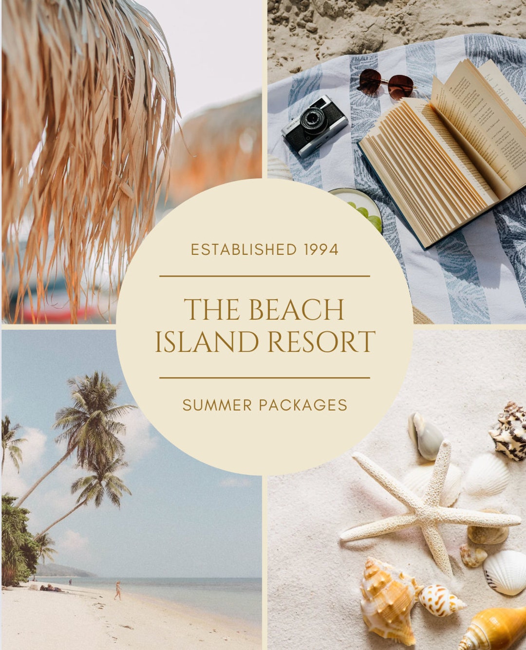 Editable Beach Themed Prints, 5 Printable Marketing Templates for ...