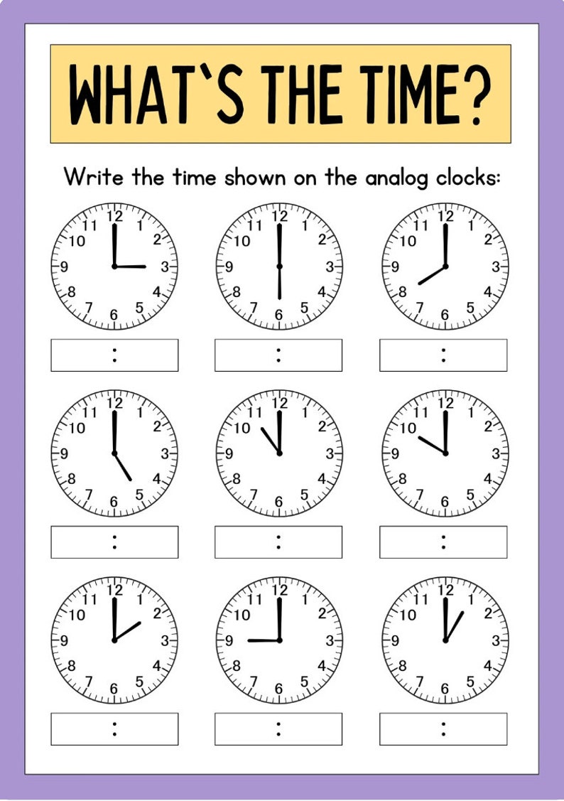 Printable Worksheets for Kids Learning the Time, Homeschool Worksheets ...