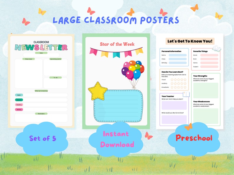 Classroom Wall Art, Preschool, Kindergarten Posters, Room Decor ...