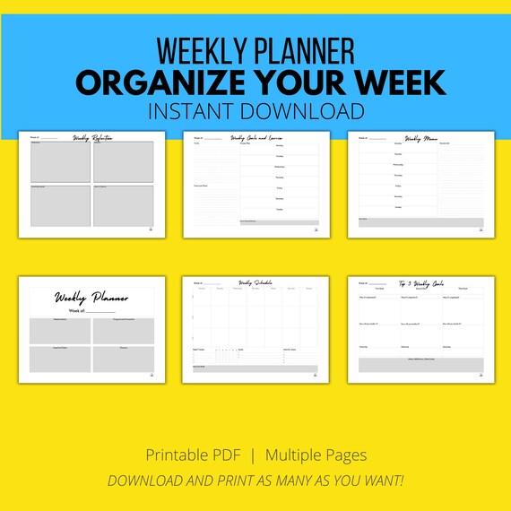 Weekly Planner Digital Download PDF - Etsy
